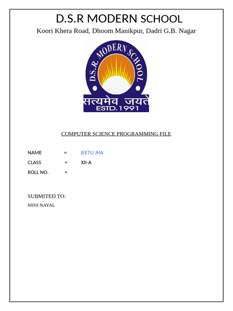 Jeetu Computer File | PDF