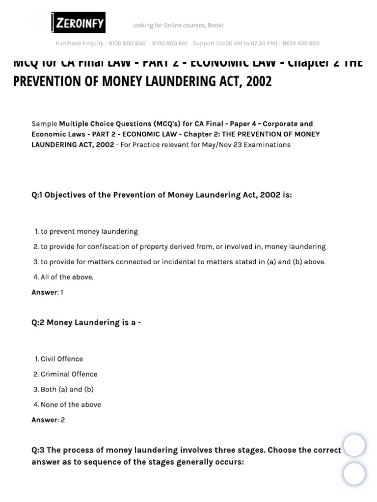 PMLA Questions 1 | PDF