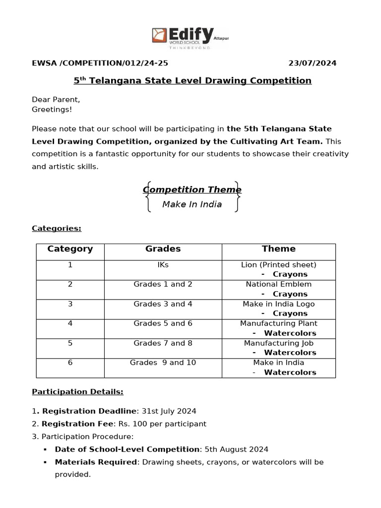 5th TS Level Art Competition | PDF