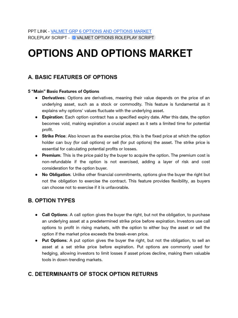 Valmet Options and Options Market | PDF | Option (Finance) | Vix