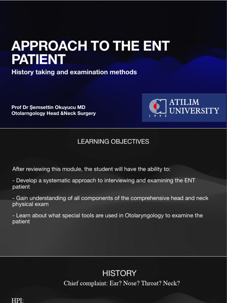 ENT Patient Examination Techniques | PDF | Otorhinolaryngology | Tongue