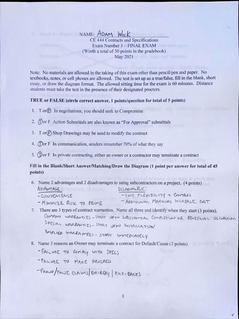 AWick CE444 Exam 3 | PDF