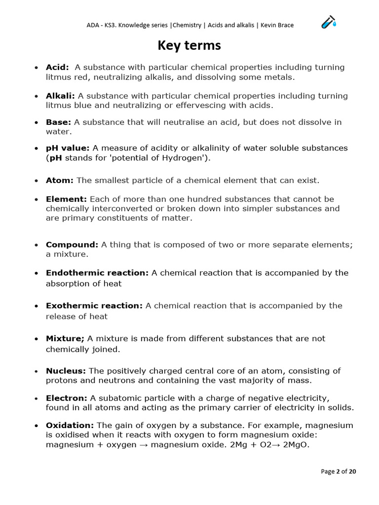 Year 7 Ph Value Pdf Acid Chemical Substances