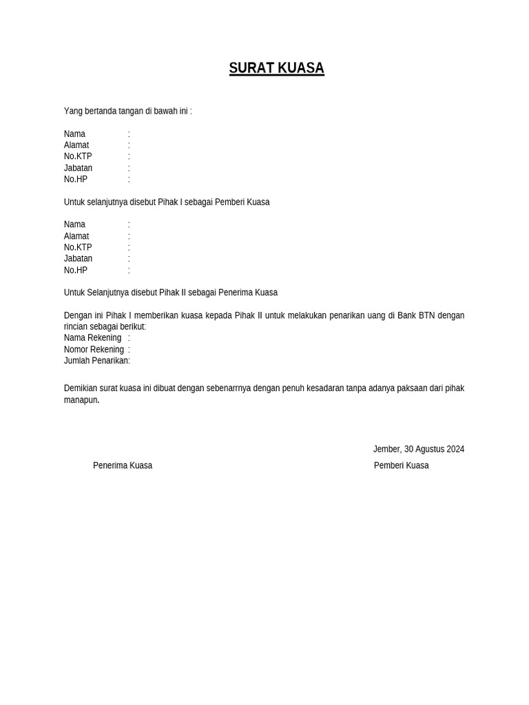 Contoh Surat Kuasa | PDF