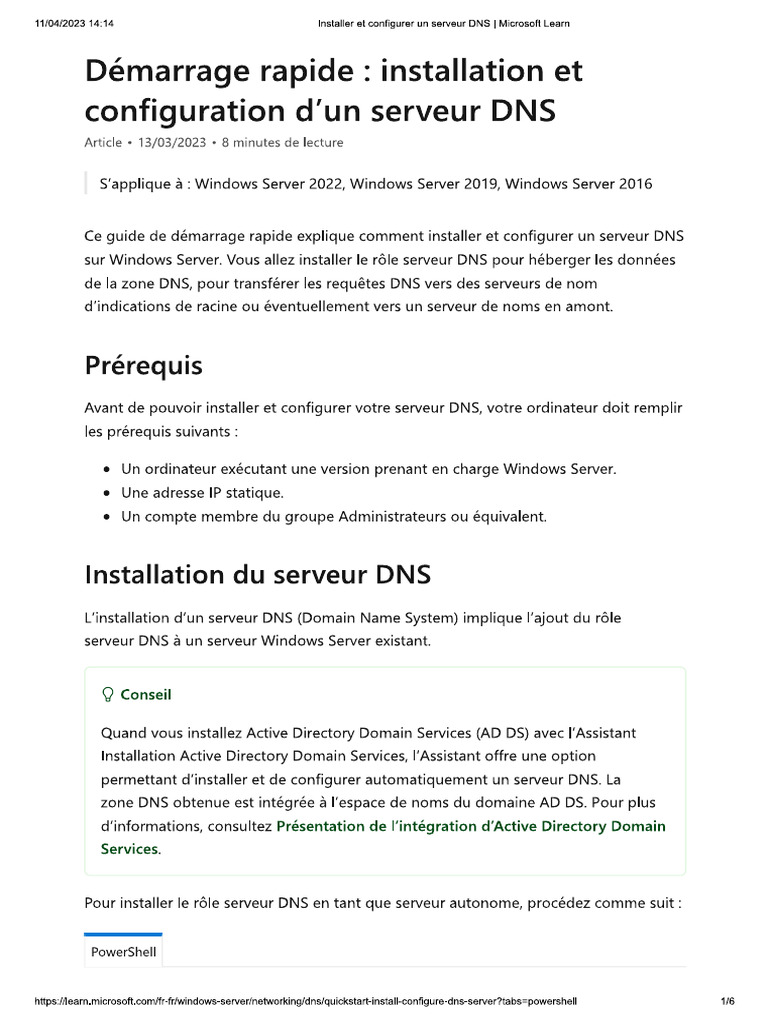 Démarrage Rapide - Installation Et Configuration D'un Serveur DNS | PDF Démarrage Rapide - Installation Et Configuration D'un Serveur DNS | PDF