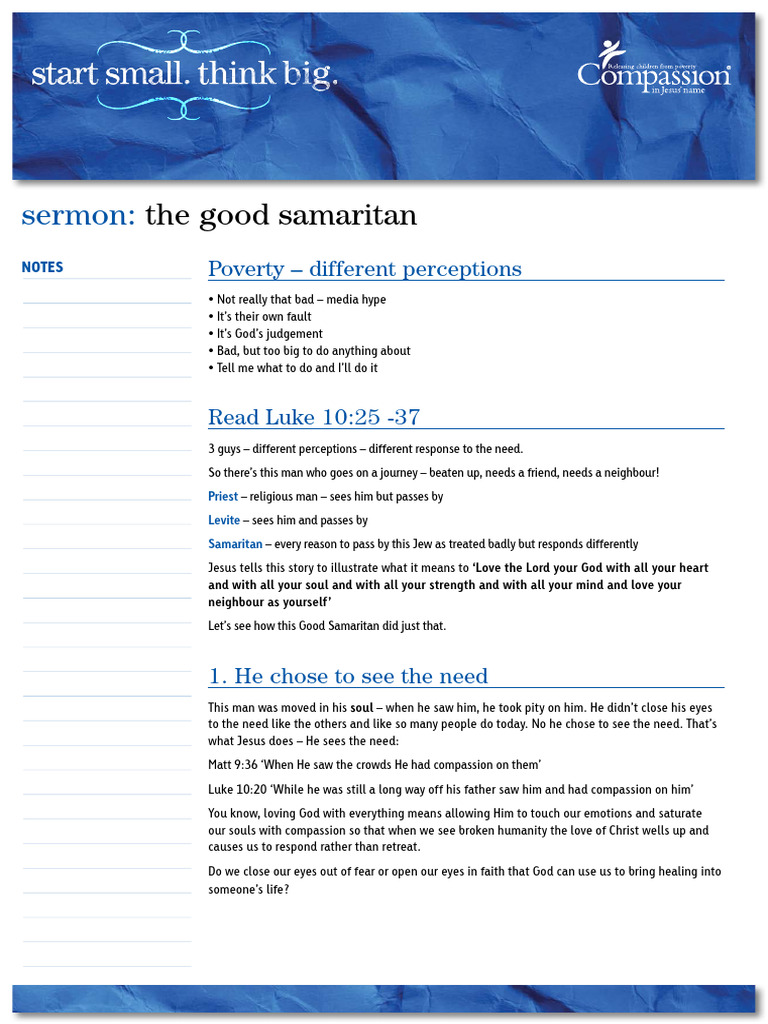 The Good Samaritan: A Call to Action | PDF | Religious Belief And Doctrine