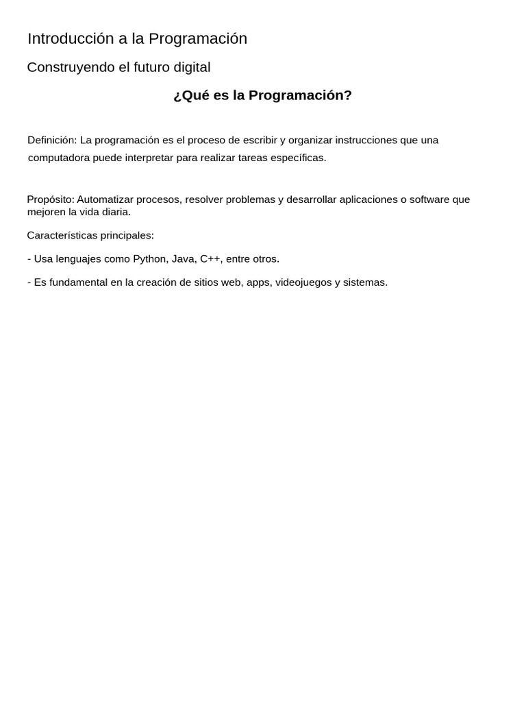 Introduccion A La Programacion | PDF | Programación de computadoras | Lenguaje de programación