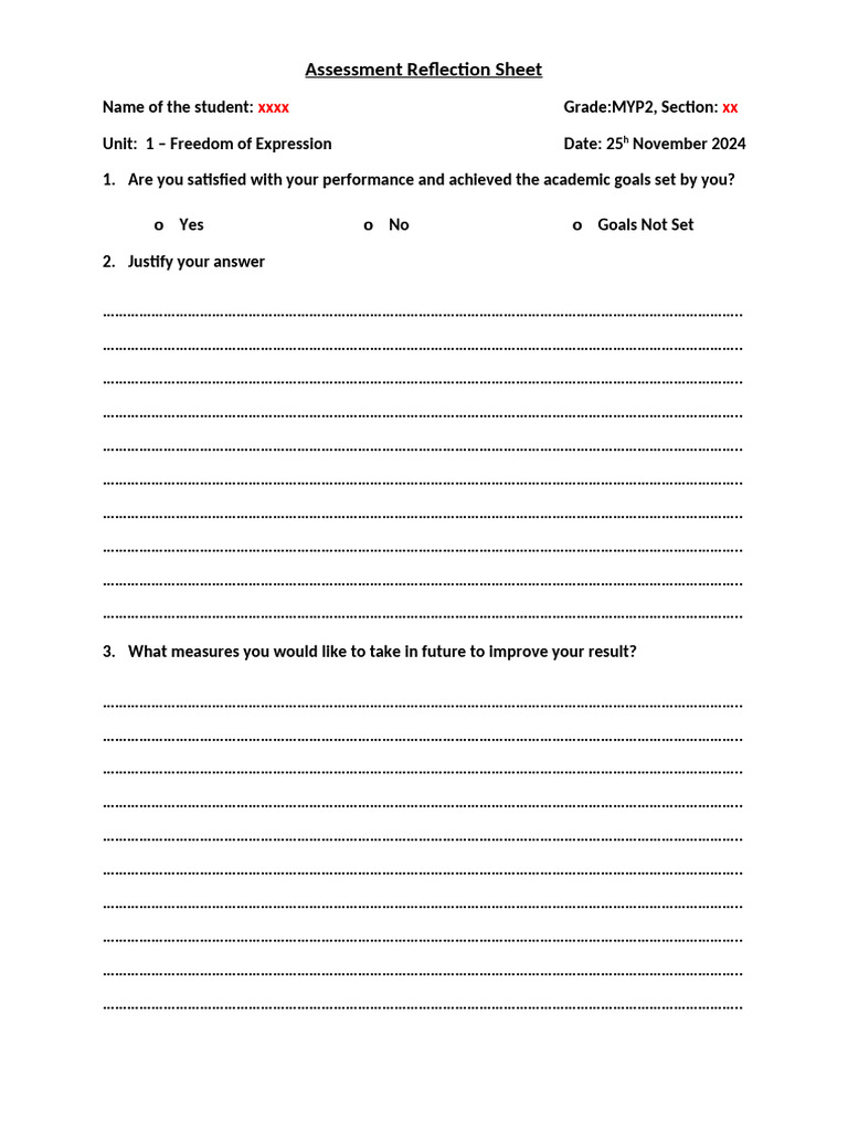 MYP2 Unit-1 Summative Reflection | PDF