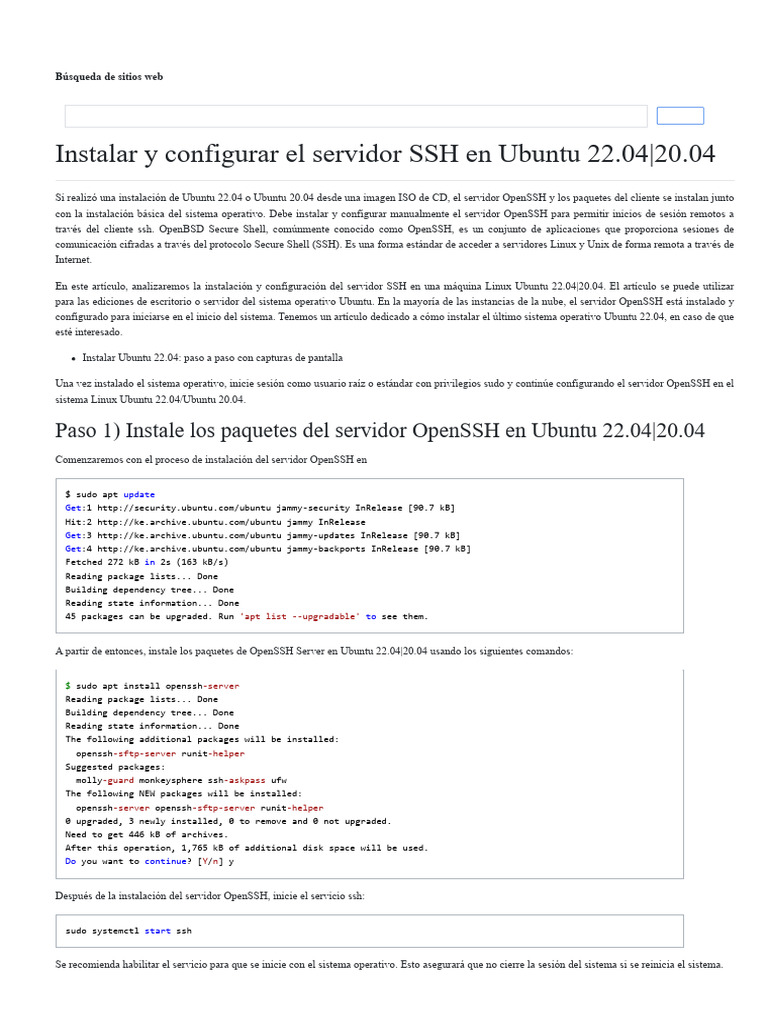07 - Instalar y Configurar El Servidor SSH | PDF | Cubierta segura ...