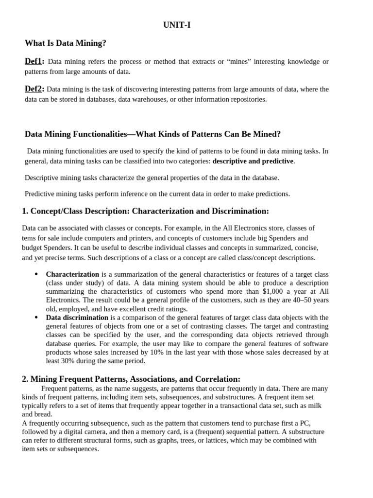 DM-unit 1 | PDF | Data Mining | Databases