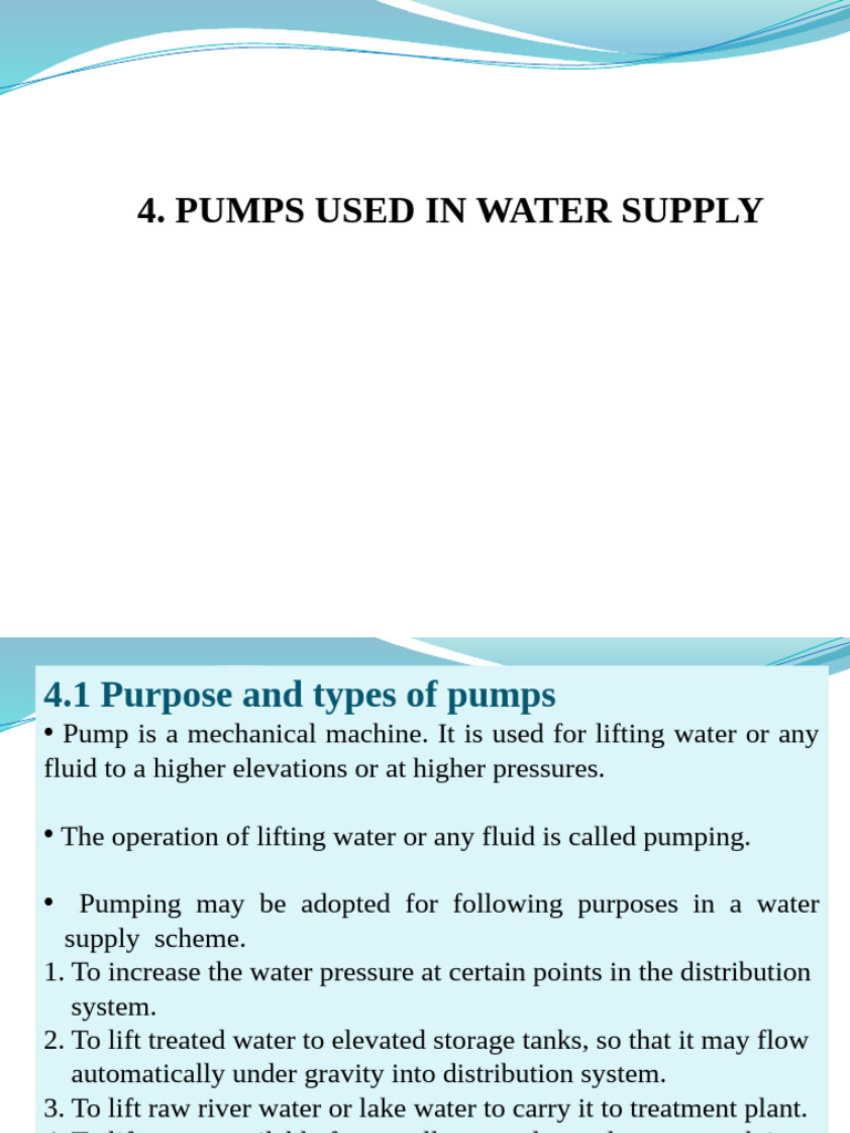 Types and Functions of Water Pumps | PDF | Pump | Horsepower