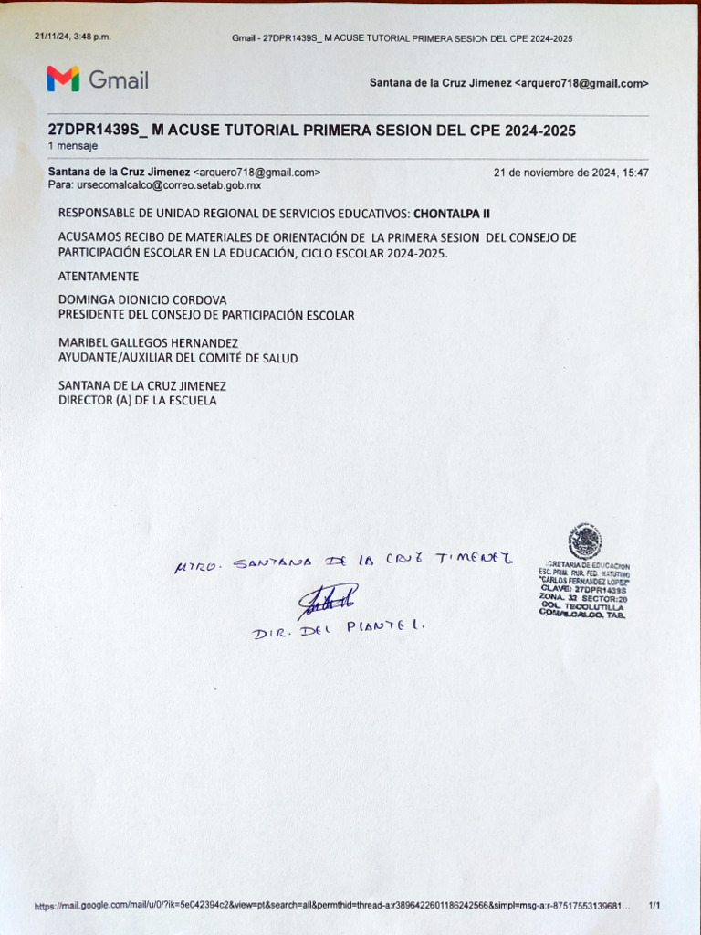 Acuse de Recibo: Materiales CPE 2024-2025 | PDF