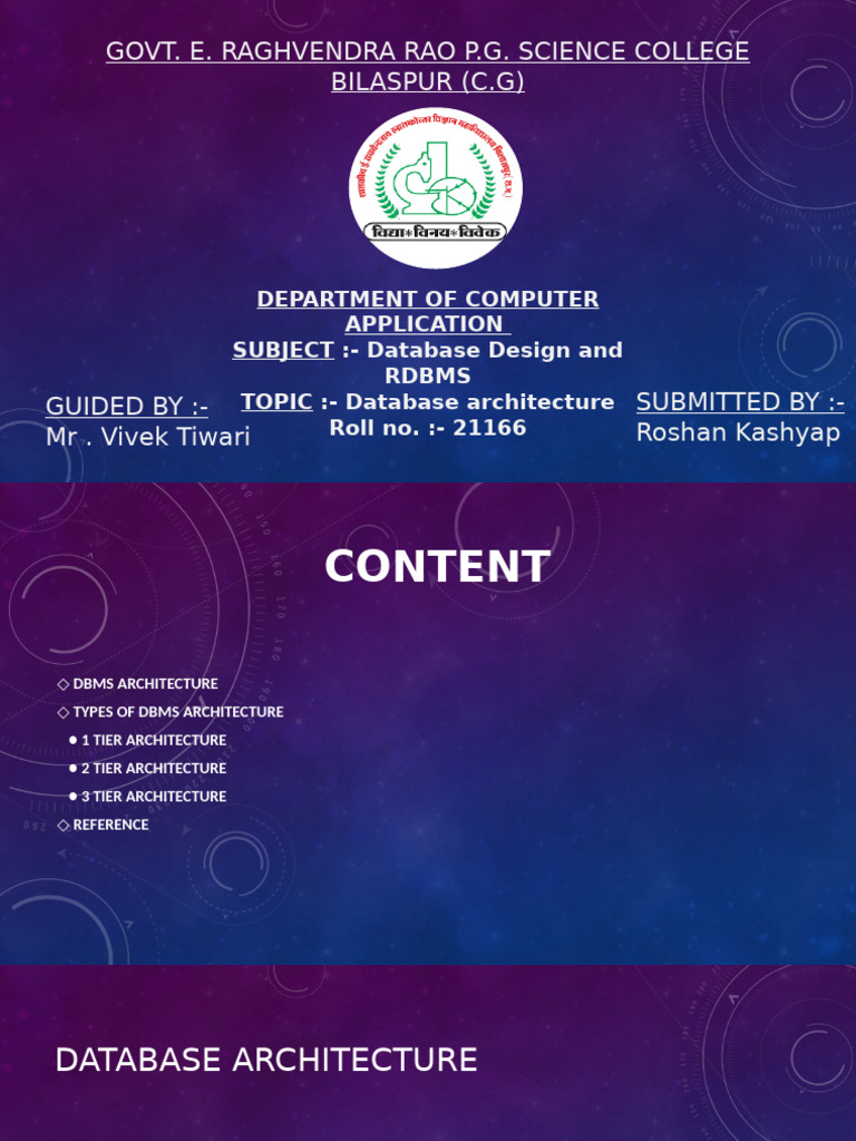 DBMS Presentation by Roshan Kashyap | PDF | Databases | Client–Server Model