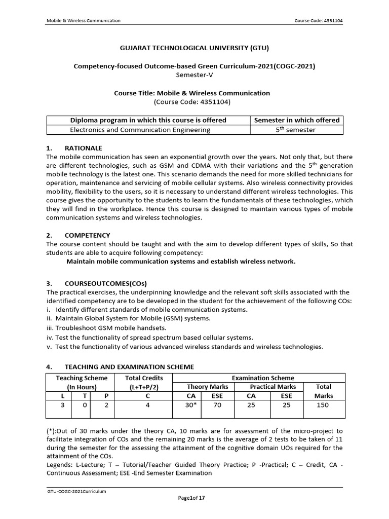 Mobile And Wireless Communication Pdf Cellular Network Gsm