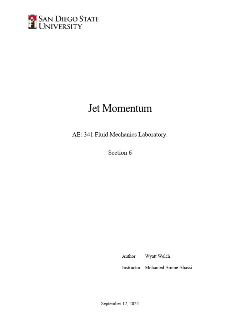 Jet Momentum in Fluid Mechanics Lab | PDF | Force | Fluid Dynamics