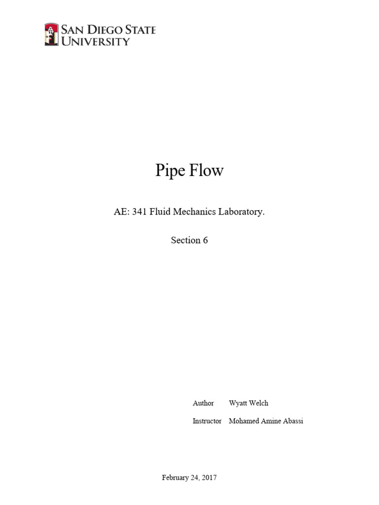 AE341 - Lab - 4 - Wyatt Welch | PDF | Reynolds Number | Fluid Dynamics