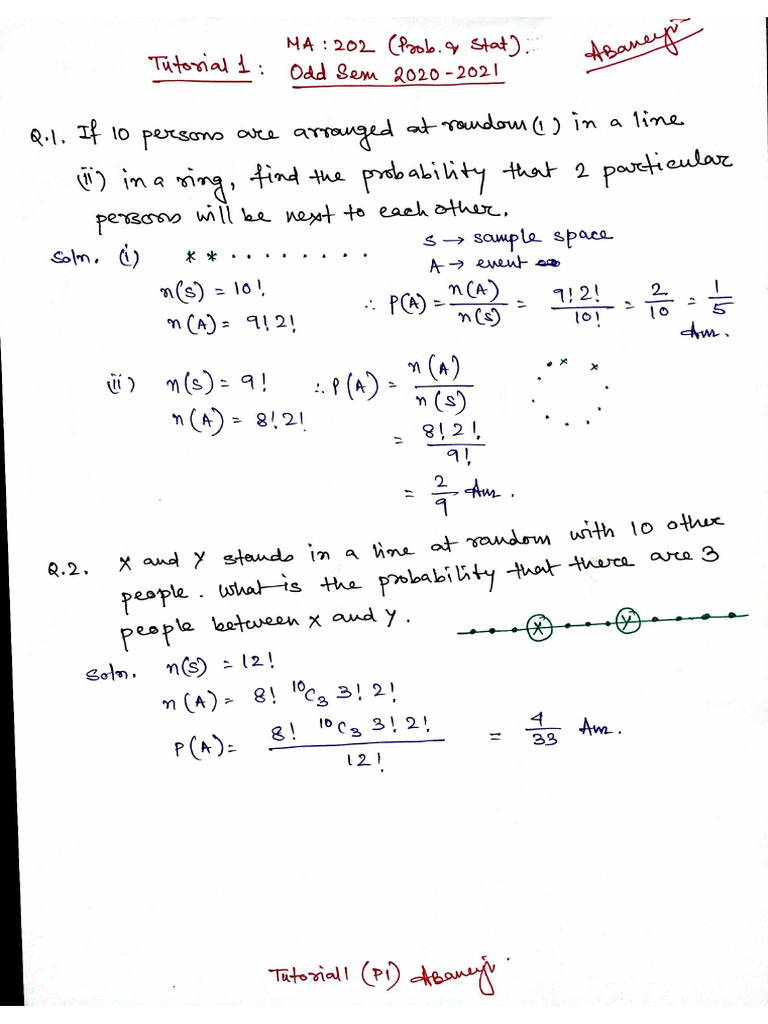 Tutorial-1 MA 202 | PDF