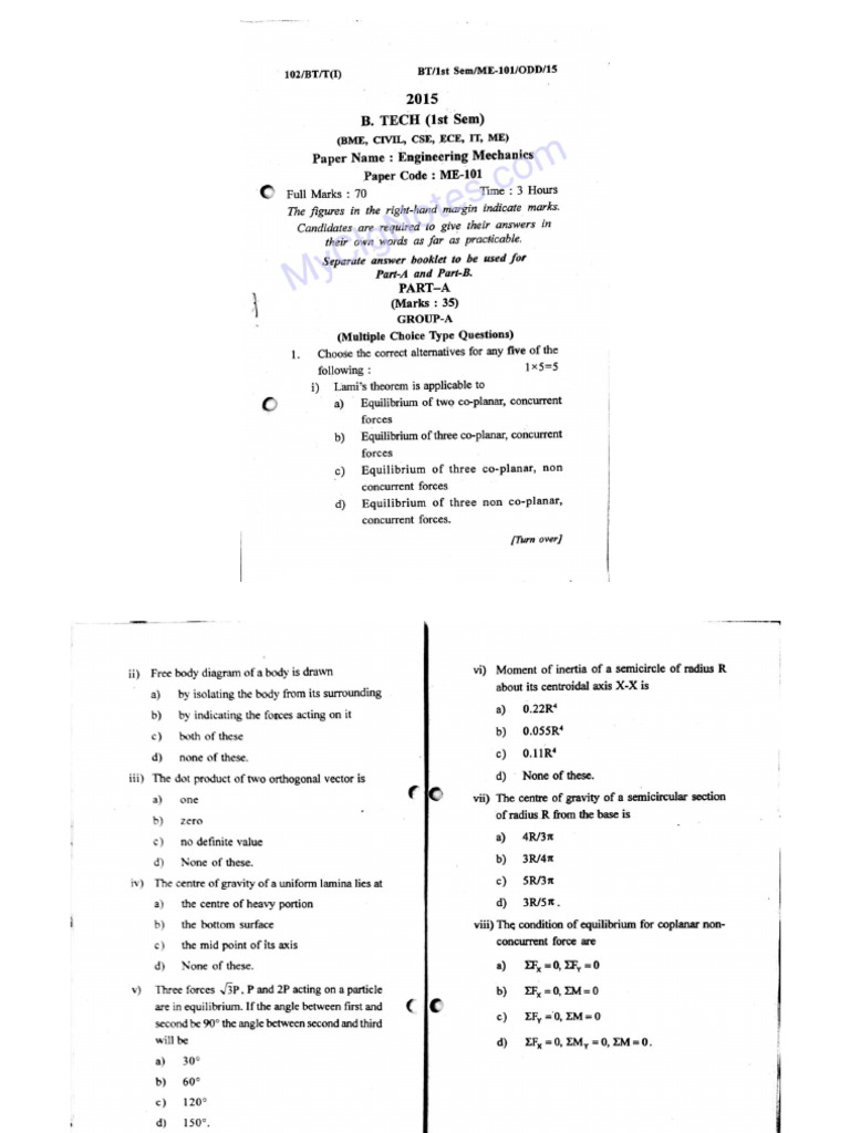 Engineering Mechanics (ME101) | PDF