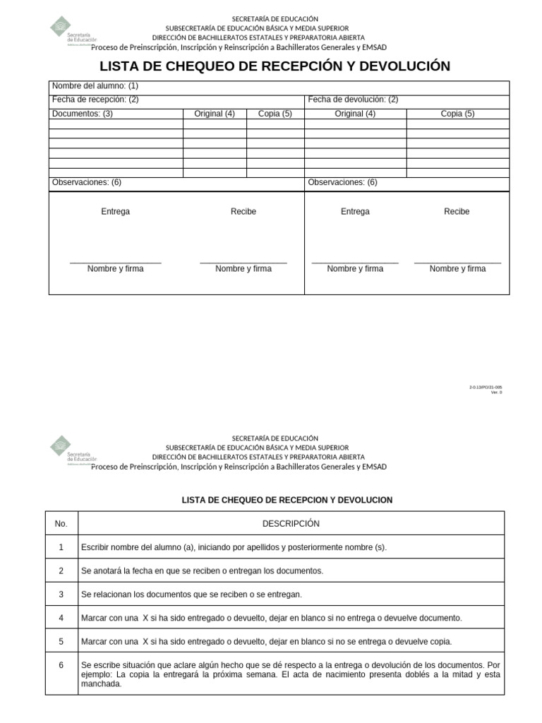 005 Lista Chequeo | PDF