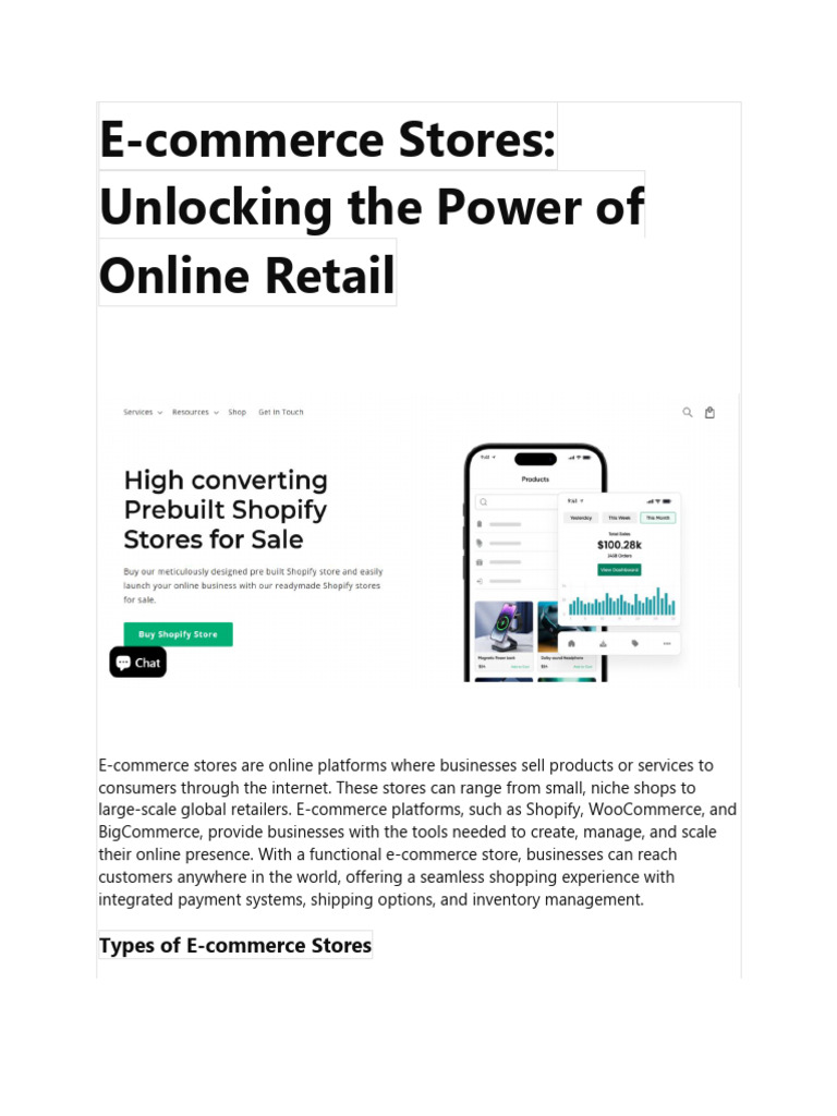 Ecommerce Stores | PDF | E Commerce | Online Shopping