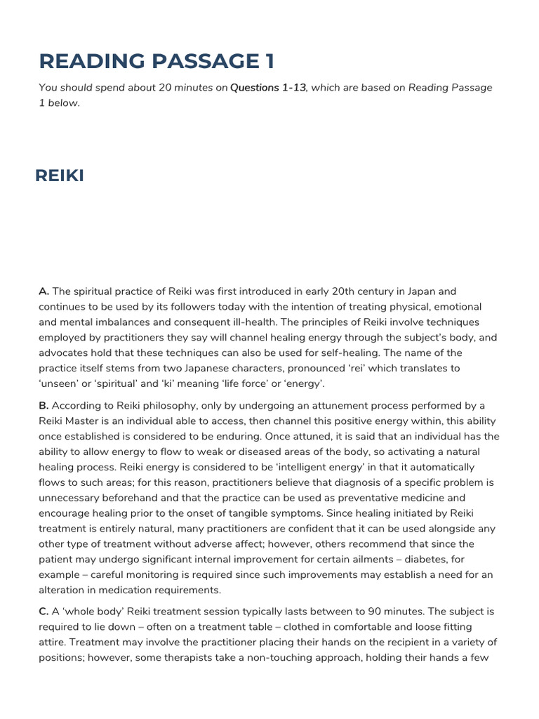 A Complete IELTS Reading Test 10 With ANSWERS | PDF | Reiki | Sculpture