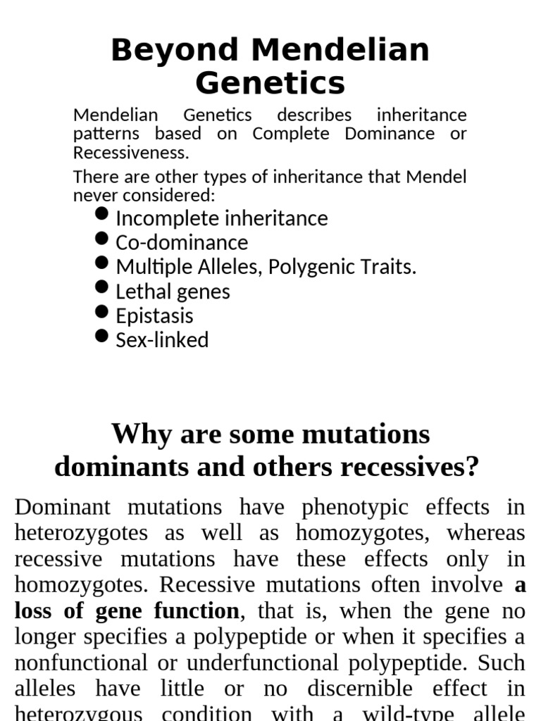 Genetic Lecture 1 | PDF | Dominance (Genetics) | Zygosity