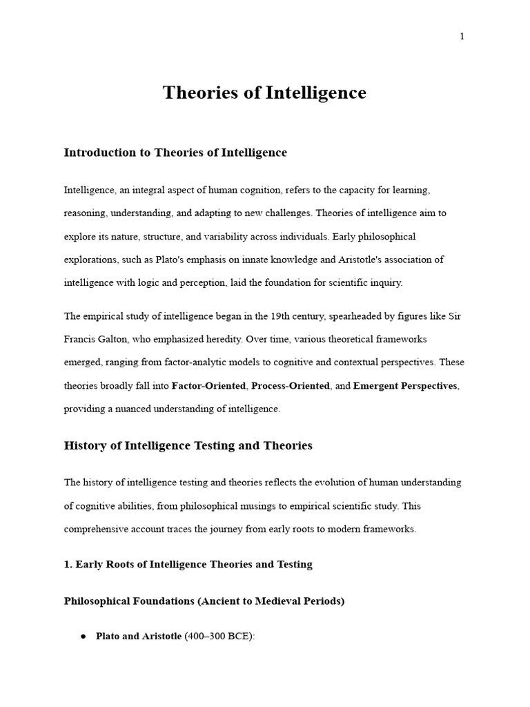 Intelligence Theories | PDF | Intelligence | Intelligence Quotient
