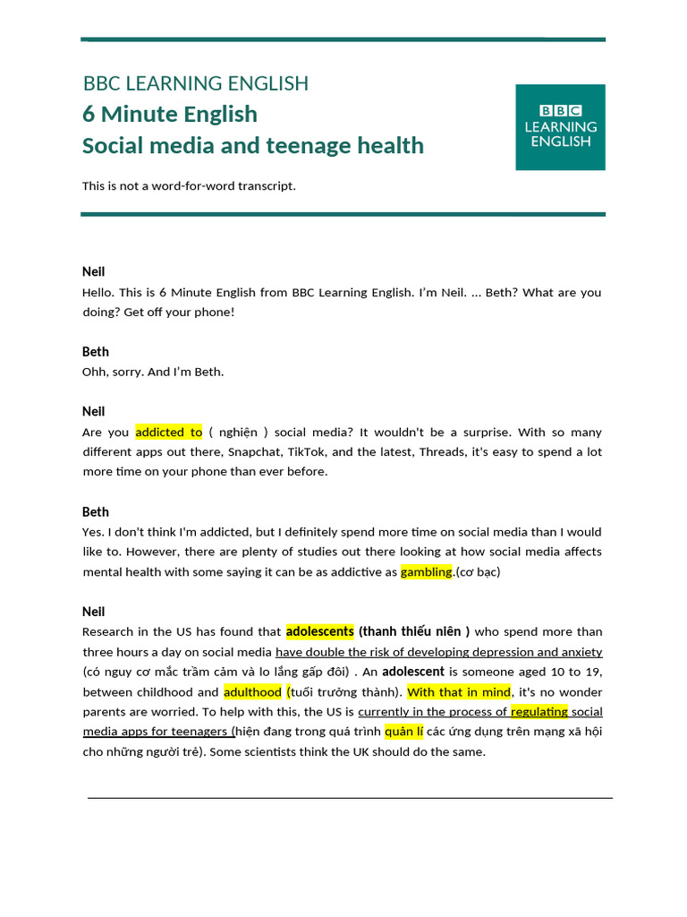 Social Media's Impact on Teen Health | PDF | Social Media | Popular ...