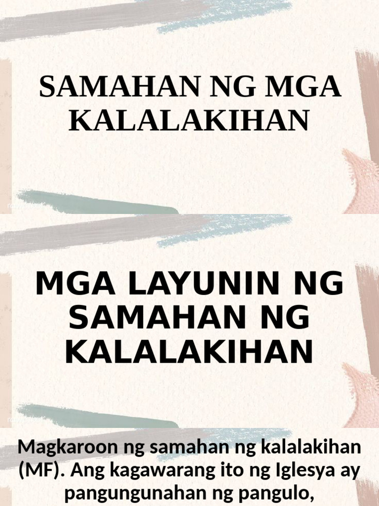 Mga Layunin NG Samahan NG Kalalakihan | PDF
