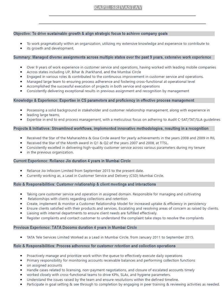 Kapil Srivastav - Resume - Apna | PDF | Business | Computing