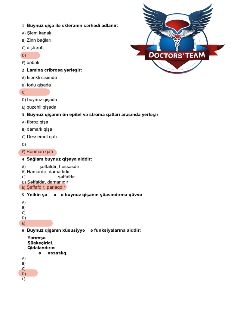 Oftalmologiya 2024 Son Yaz Doctors' Team | PDF