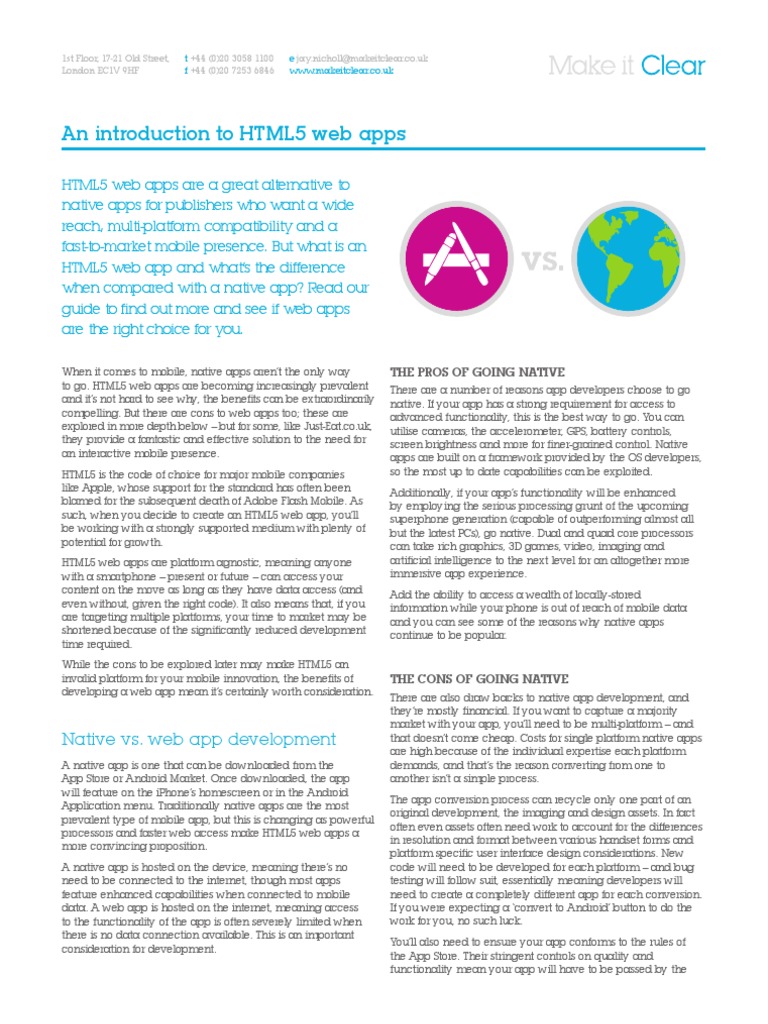 Introduction To HTML5 Web Apps | PDF | Mobile App | Html5