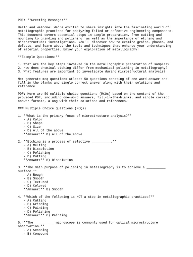 ChatPDF L6 Metallography+Microstructure 16aug24 | PDF | Microstructure ...