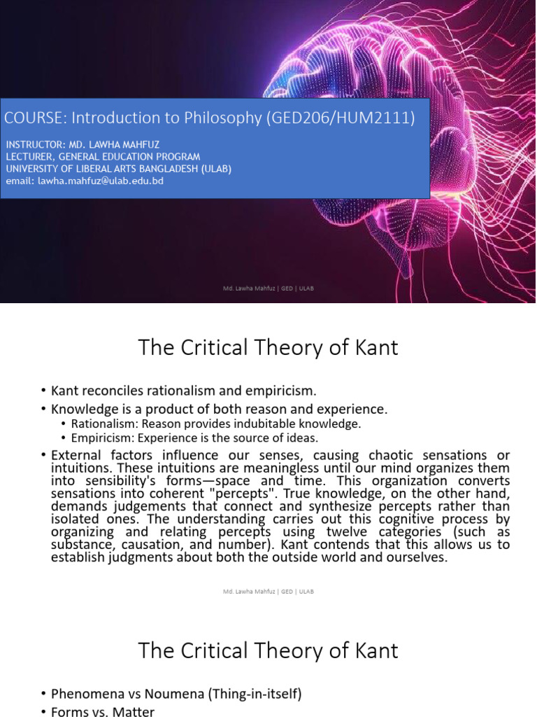 Kant's Epistemology (Revised) | PDF | Immanuel Kant | A Priori And A ...
