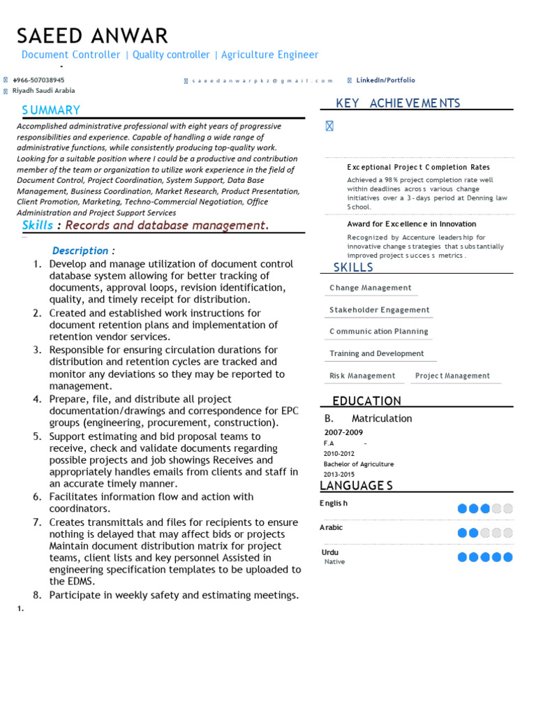 SAEED ANWAR Resume For Doc-C | PDF | Regulatory Compliance | Audit