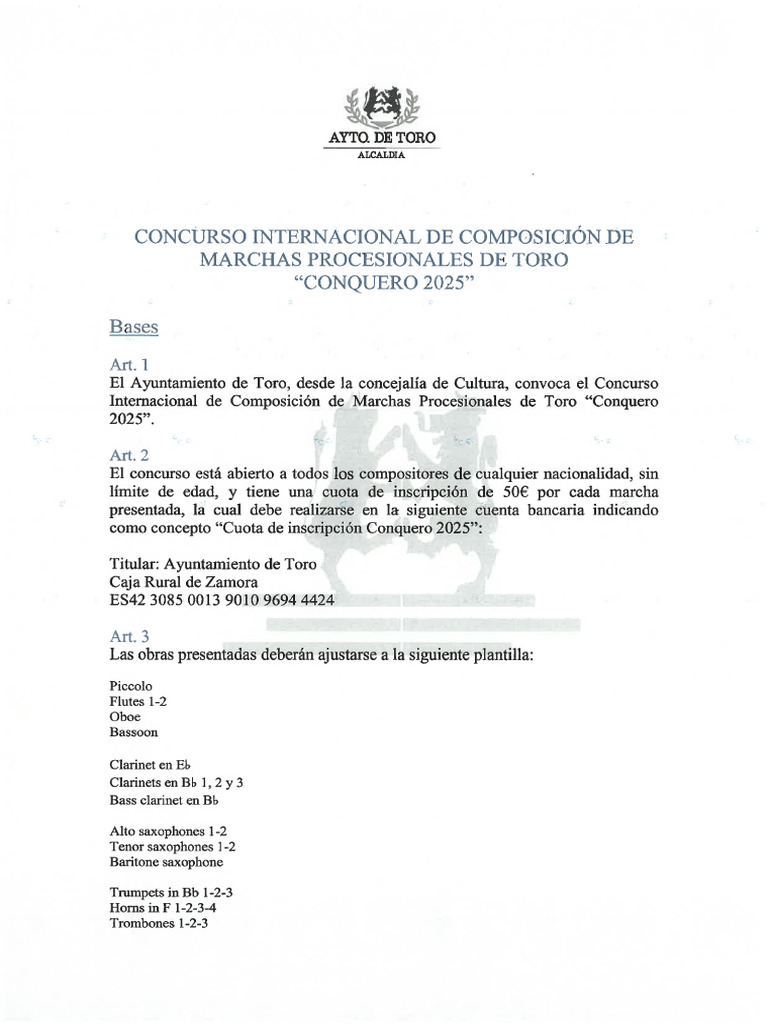 Concurso Internacional Marchas Conquero 2025 | PDF