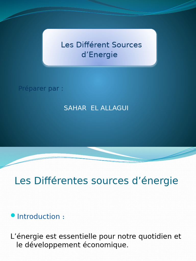Présentation Sur Les Source D'énergie | PDF