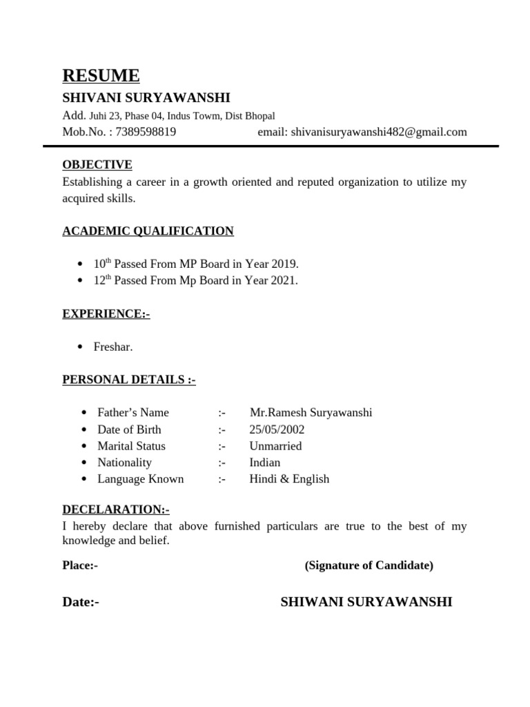 Resume: Shivani Suryawanshi | PDF