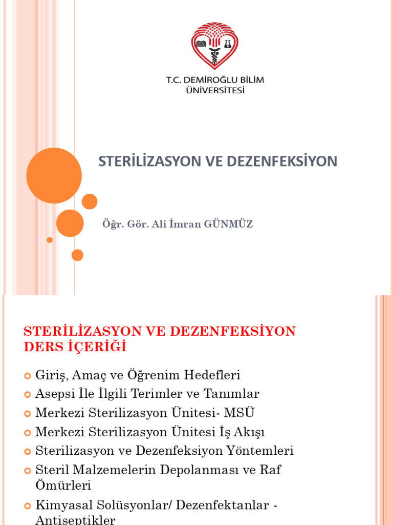 1 Sterilizasyon Ve Dezenfeksiyon Giriş . | PDF