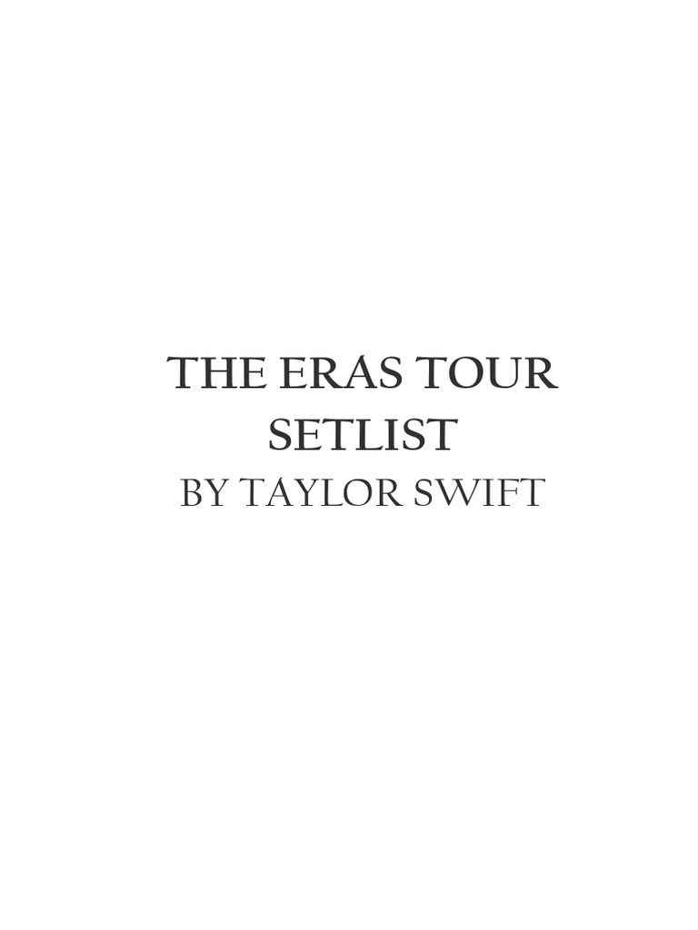 THE ERAS TOUR SETLIST - A5 Portrait | PDF | American Pop Songs | Taylor ...