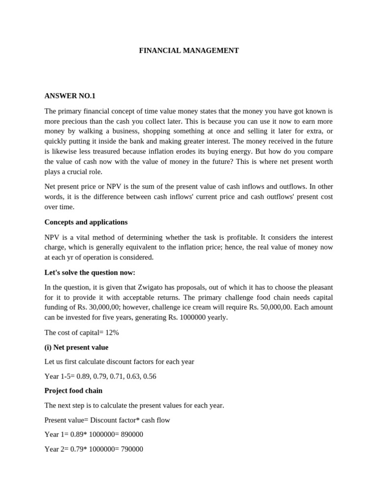 Financial Management - BBA - AB - ST | PDF | Net Present Value | Cost ...