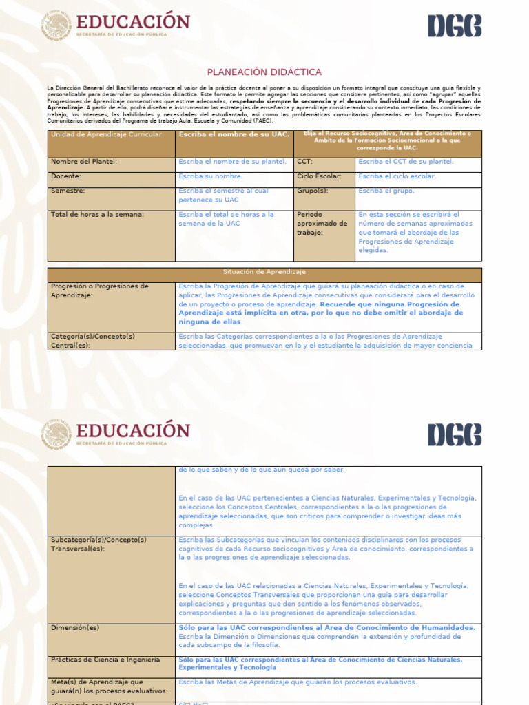 Formato de Planeación Didáctica. PROGRESIONES | PDF | Evaluación | Enseñando
