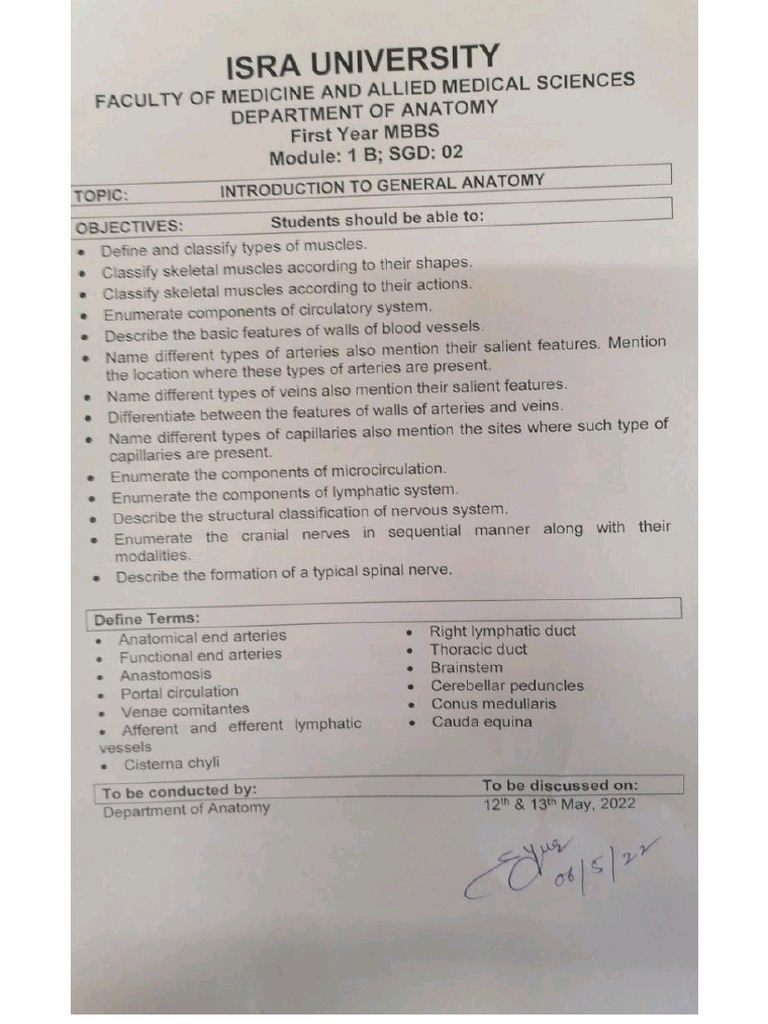 SGD 2 of Anatomy Module 1B | PDF
