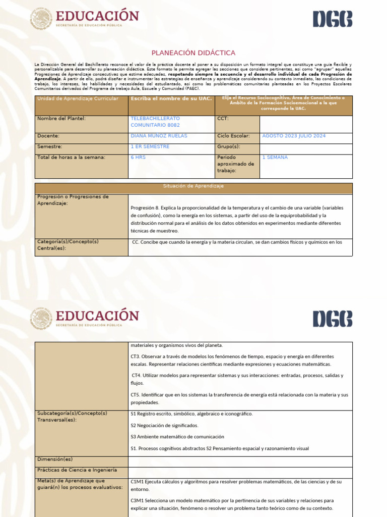 Planeación Didáctica Progresion 8 | PDF | Enseñanza de matemática | Aprendizaje