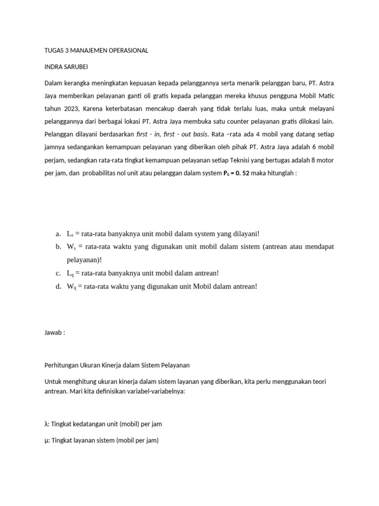 Tugas 3 Manajemen Operasional | PDF