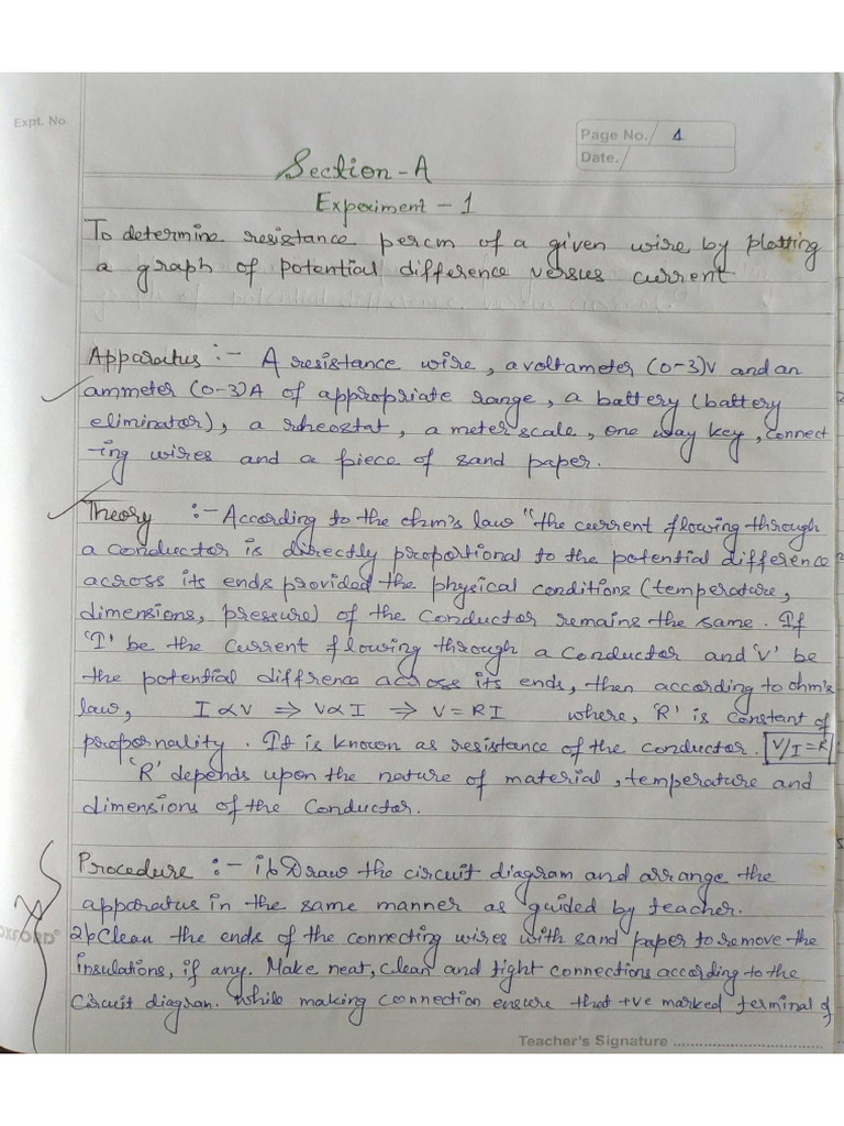 XLL (Sec - A) Practical PHYSICS | PDF