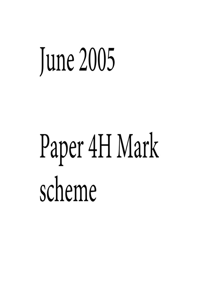 2005 Mathematics Paper 4H Marking Scheme | PDF