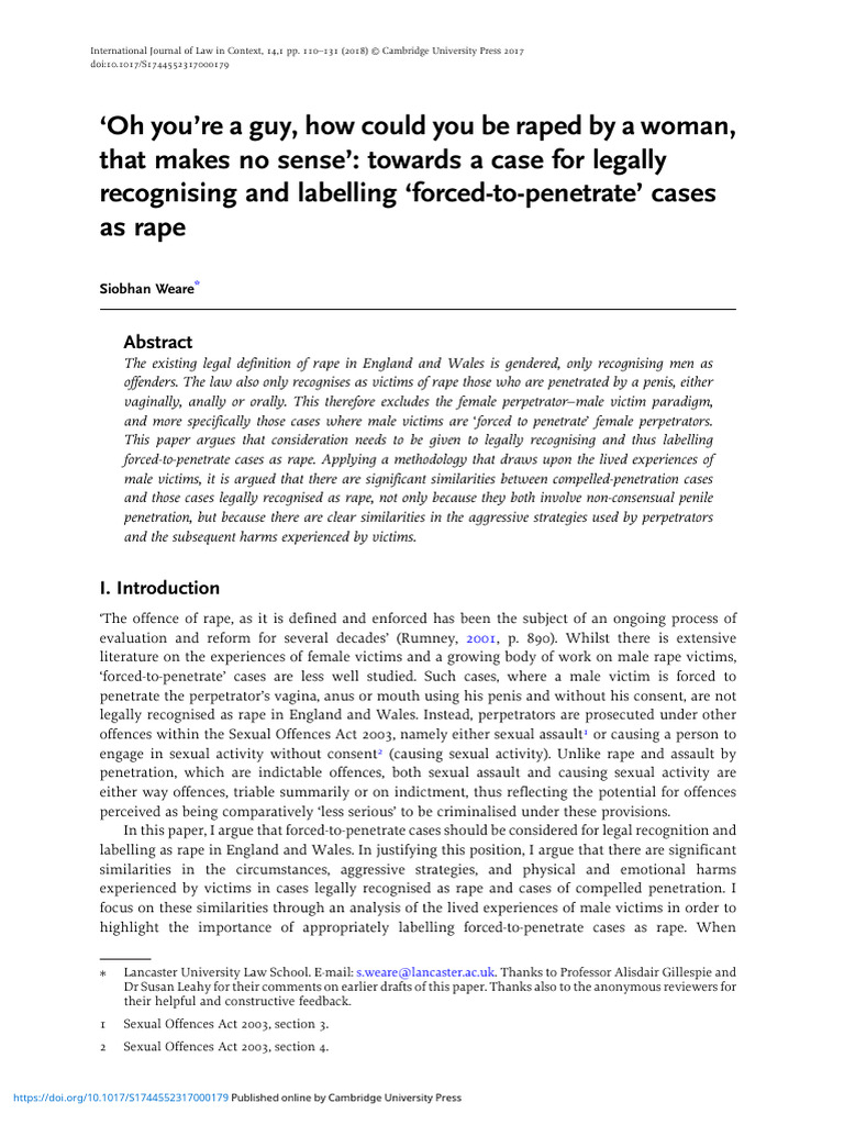 Recognizing Forced-to-Penetrate as Rape | PDF | Rape | Sexual Intercourse