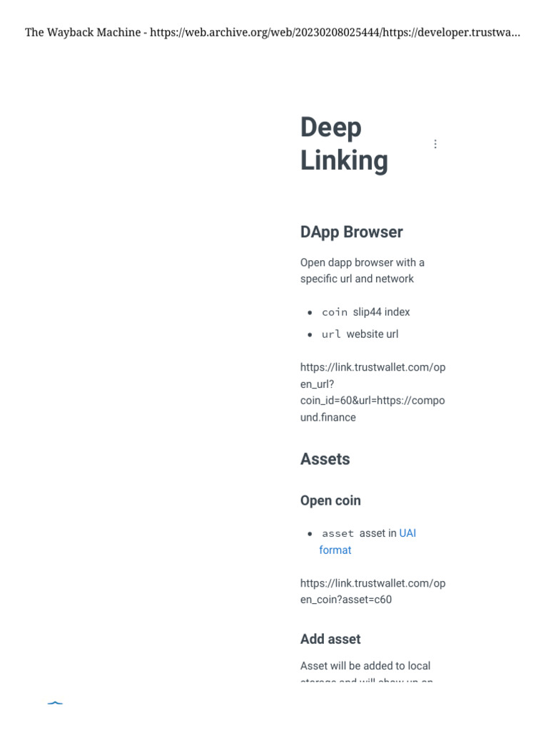 Deep Linking - Trust Developer | PDF | Computing