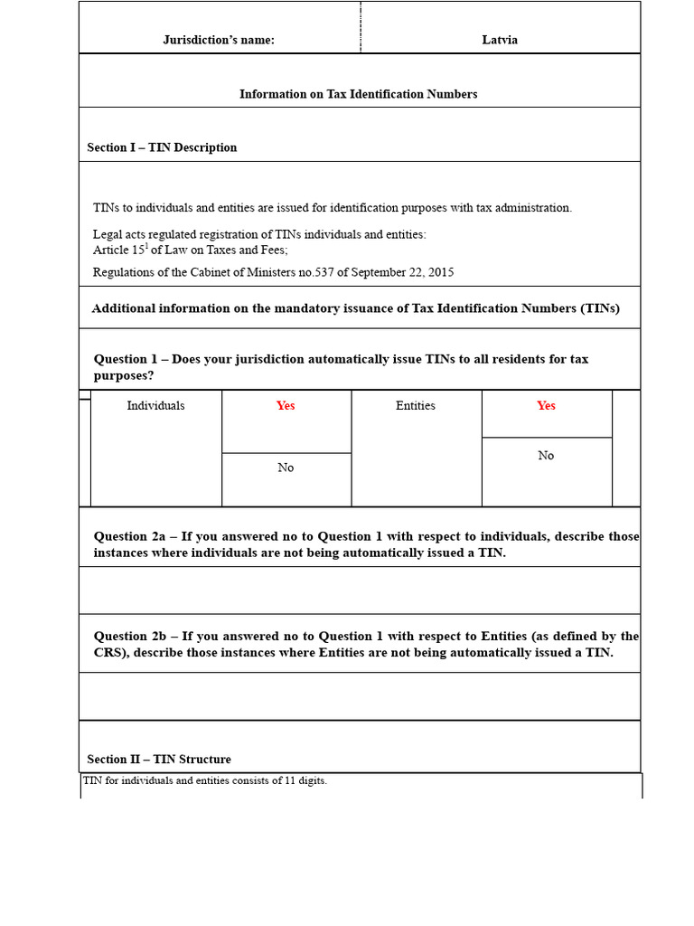 Latvia TIN | PDF | Taxes | Government
